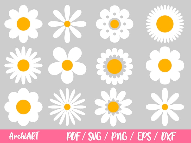 Daisy SVG PNG Flower Download Daisy Clipart cut files for Cricut Cameo ...