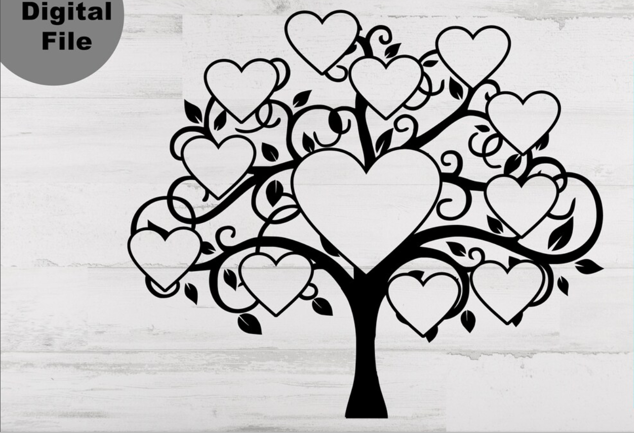 Family Tree 12 Members Svg Free, Family Heart Tree Svg Free | treesvg.com