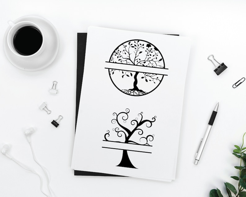 Tree Of Life Svg Free, Free Family Tree Split Monogram | treesvg.com