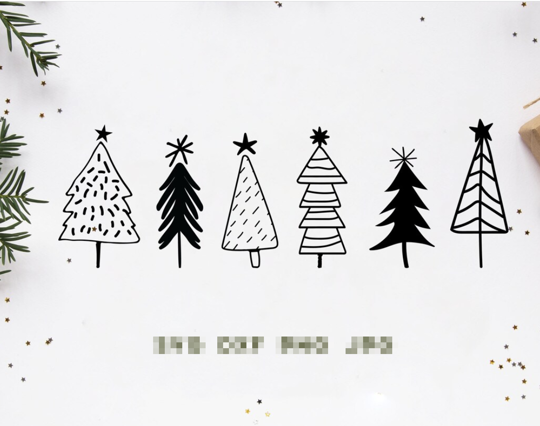 Free Christmas Trees Svg, Farmhouse Christmas Svg, Hand Drawn Christmas ...
