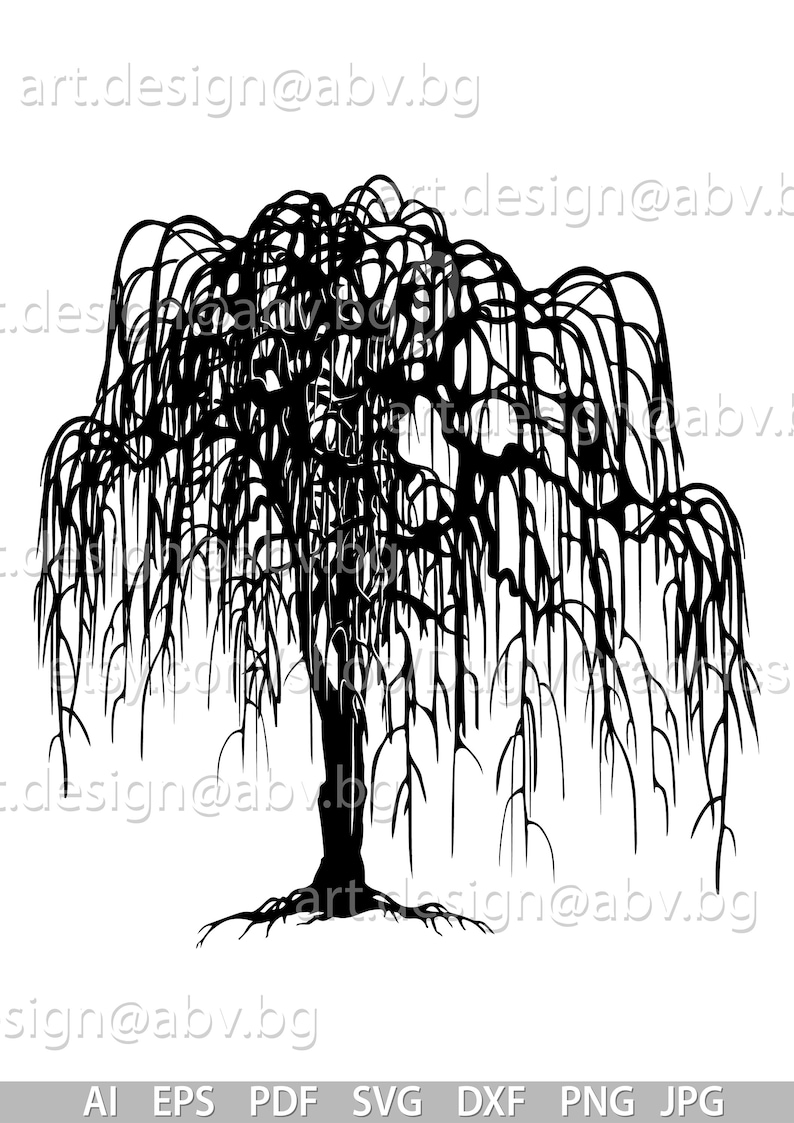 Willow Tree Svg, Vector Willow Black Image Download | treesvg.com