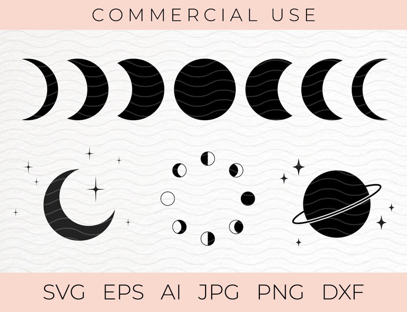 Moon Phase Svg, Moon Svg Bundle Space Svg | moonsvg.store