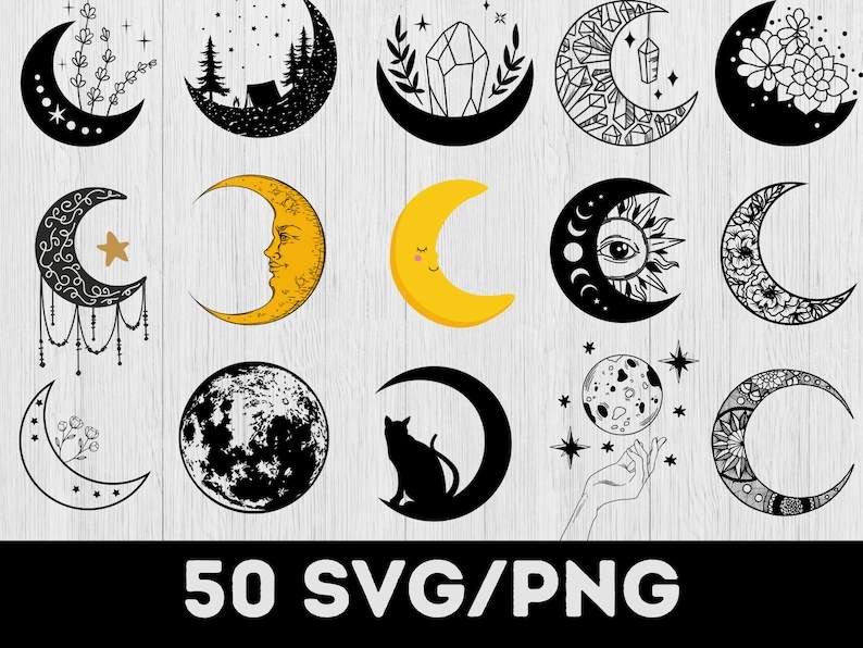 Crescent Moon Svg, Moon Svg Bundle Boho Svg | moonsvg.store