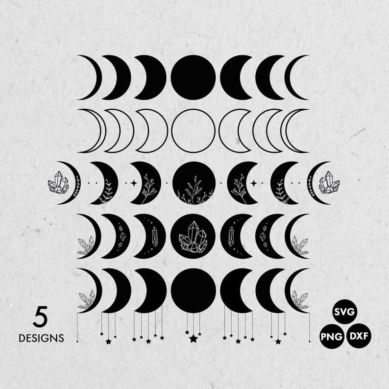Moon Phase Svg, Moon Phases Svg Bundle Celestial Svg Witchy Svg ...