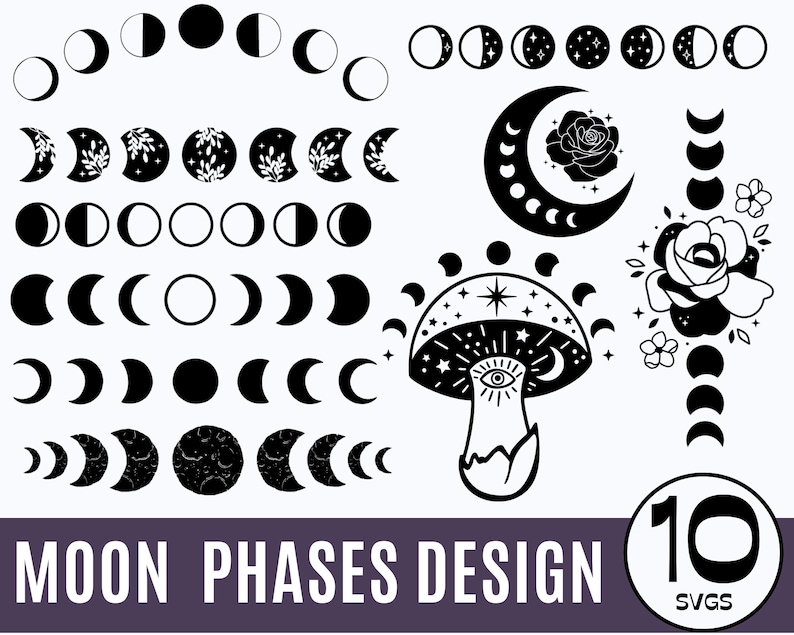 Moon Phase Svg, Moon Phase Svg Bundle Crescent Moon Svg | moonsvg.store