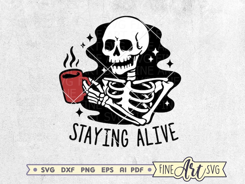Skeleton Drinking Coffee SVG Perfect for Crafting And Design Projects ...