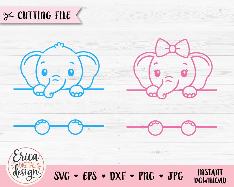 Elephant Monogram Svg Split Monogram Name Frame Cricut Silhouette ...