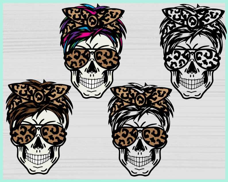 Skull Leopard Print Svg, Leopard Mom Life Skull Svg Pixie Skull Svg ...