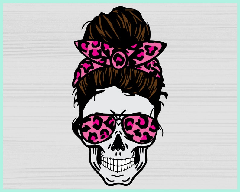 Skull Leopard Print Svg, Mom Life Svg Skull With Sunglasses Svg ...