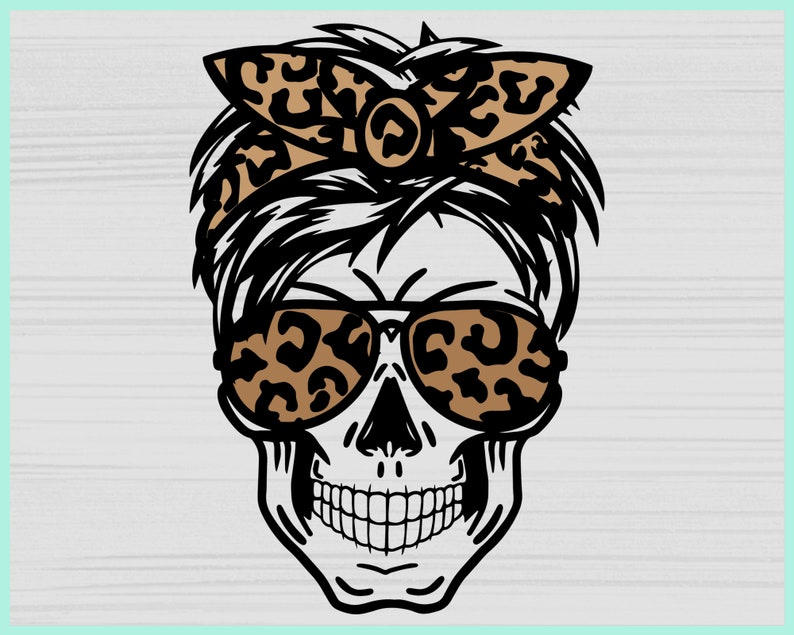 Skull Leopard Print Svg, Leopard Mom Life Skull Svg Pixie Skull Svg ...