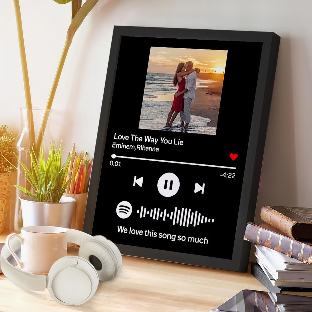 Custom Spotify Code Music Wood Frame Painting With Text-Black | Spotify ...