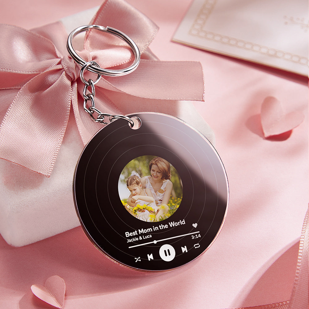 Custom Photo Engraved Keychain Mucic Keychain Vinyl Record Keyring Gift ...