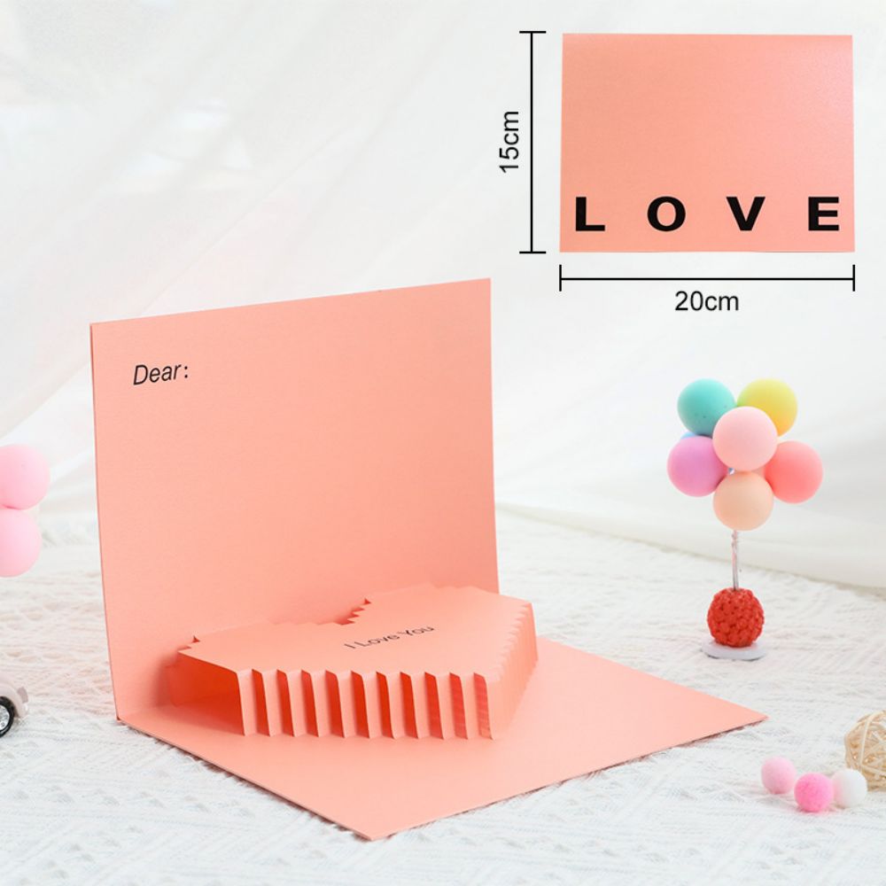 3D Creative Valentine's Day Pop Up Card Romantic Pink Heart Pop Up ...