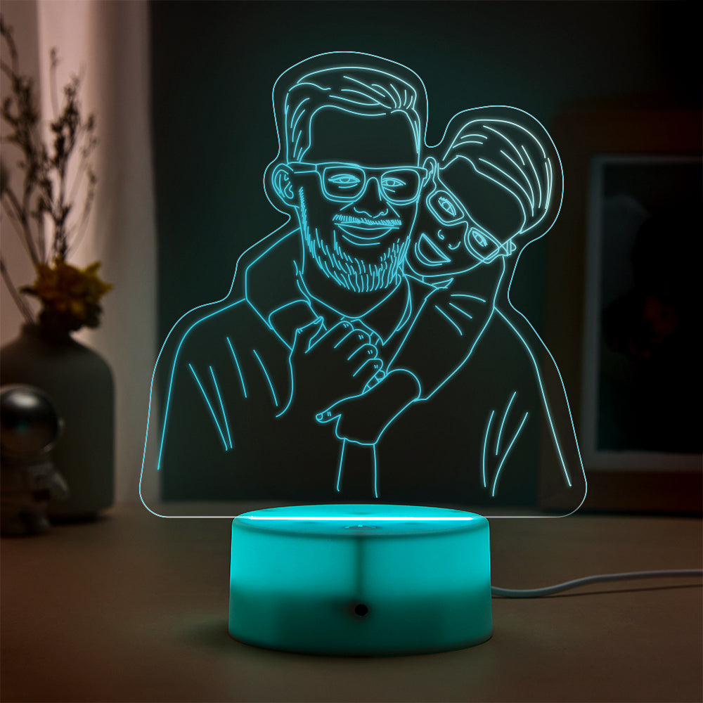 Custom Photo Lamp LED light Engraved Portrait Best Gifts For Dad ...