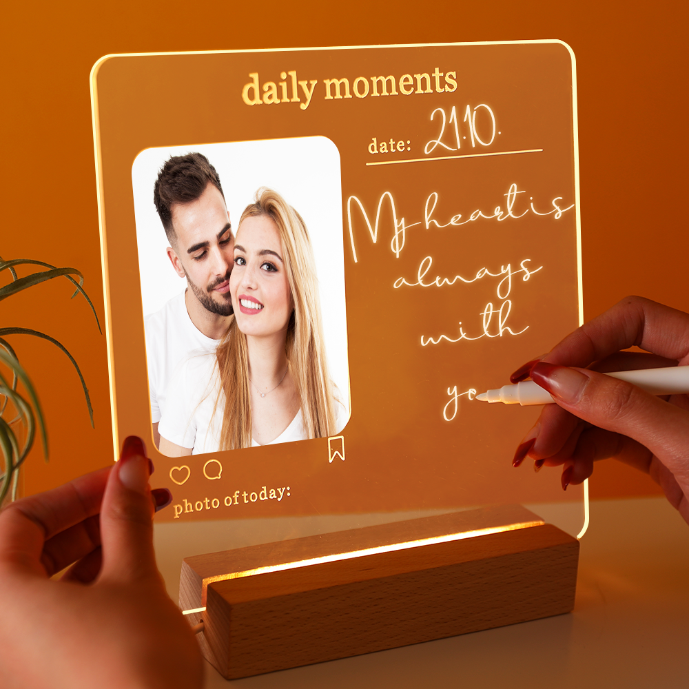 Acrylic Note Board Erasable Message Board Home Night Light Bedside ...