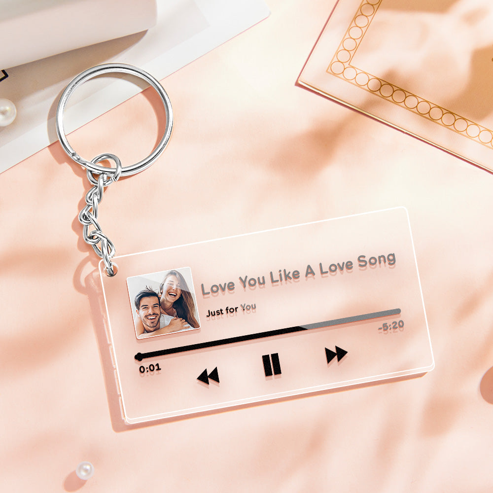 Custom Photo Keychain with Text Music Player Acrylic Keychain Gift for ...
