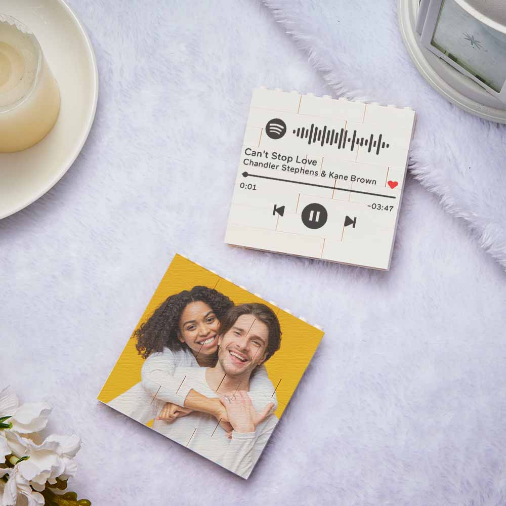 Personalized Building Brick Square Photo Block Spotify Code Custom Text ...