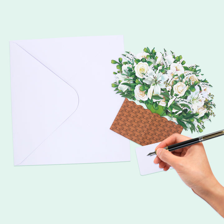 White Flowers Box Card Pop up Card Flower Bouquet Card for Easter | My ...
