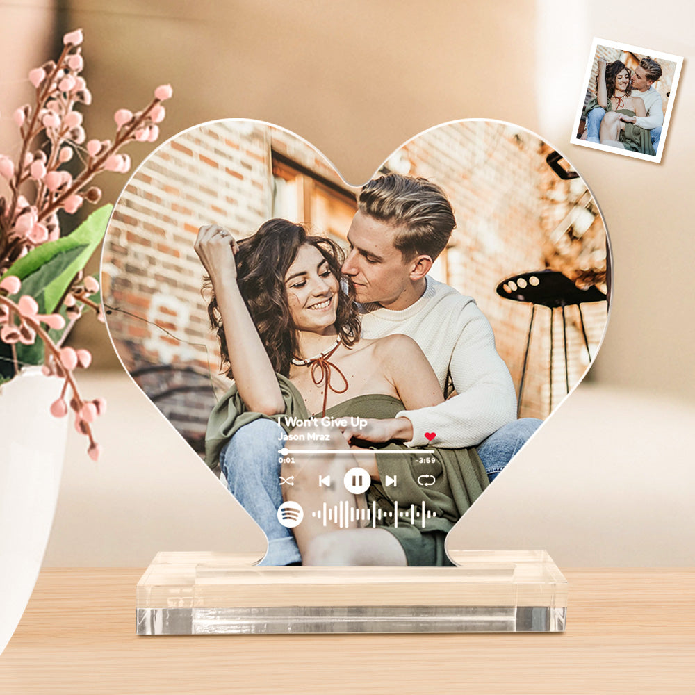 Custom Photo Spotify Code Acrylic Plaque Heart Shaped Acrylic Plaque ...