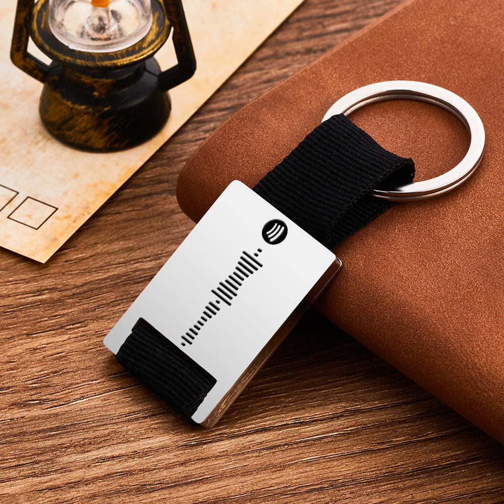Custom Engraved Spotify Code Keychain Scannable Music Plaque Key Chain ...