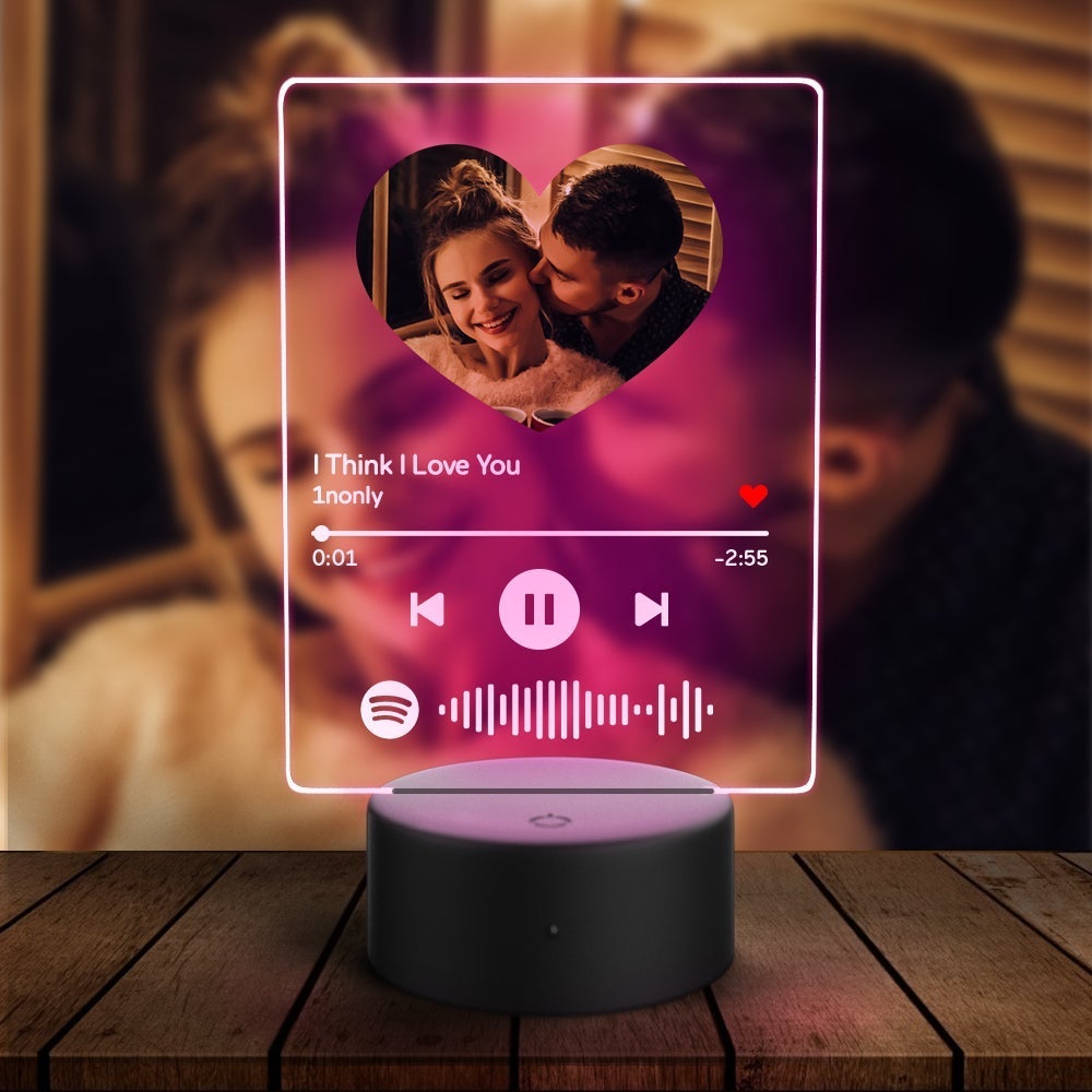 Scannable Heart Shaped Custom Photo Spotify Night Light 7 Colors For ...