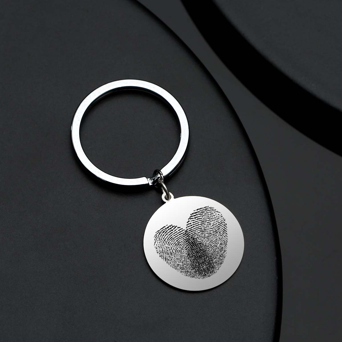 Custom Round Engraved Double Fingerprint Keychain | Spotify Glass ...