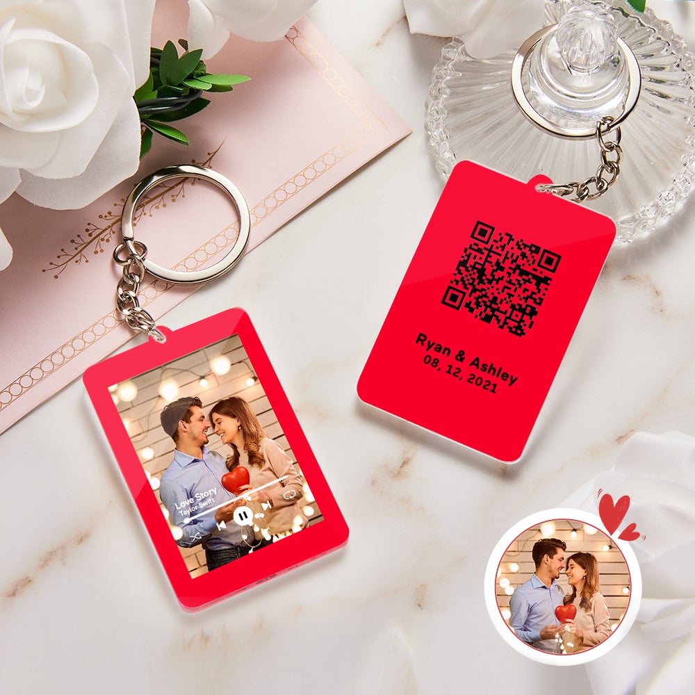 Personalized Keychain Photo Keychain Custom Scannable QR Code Submit ...