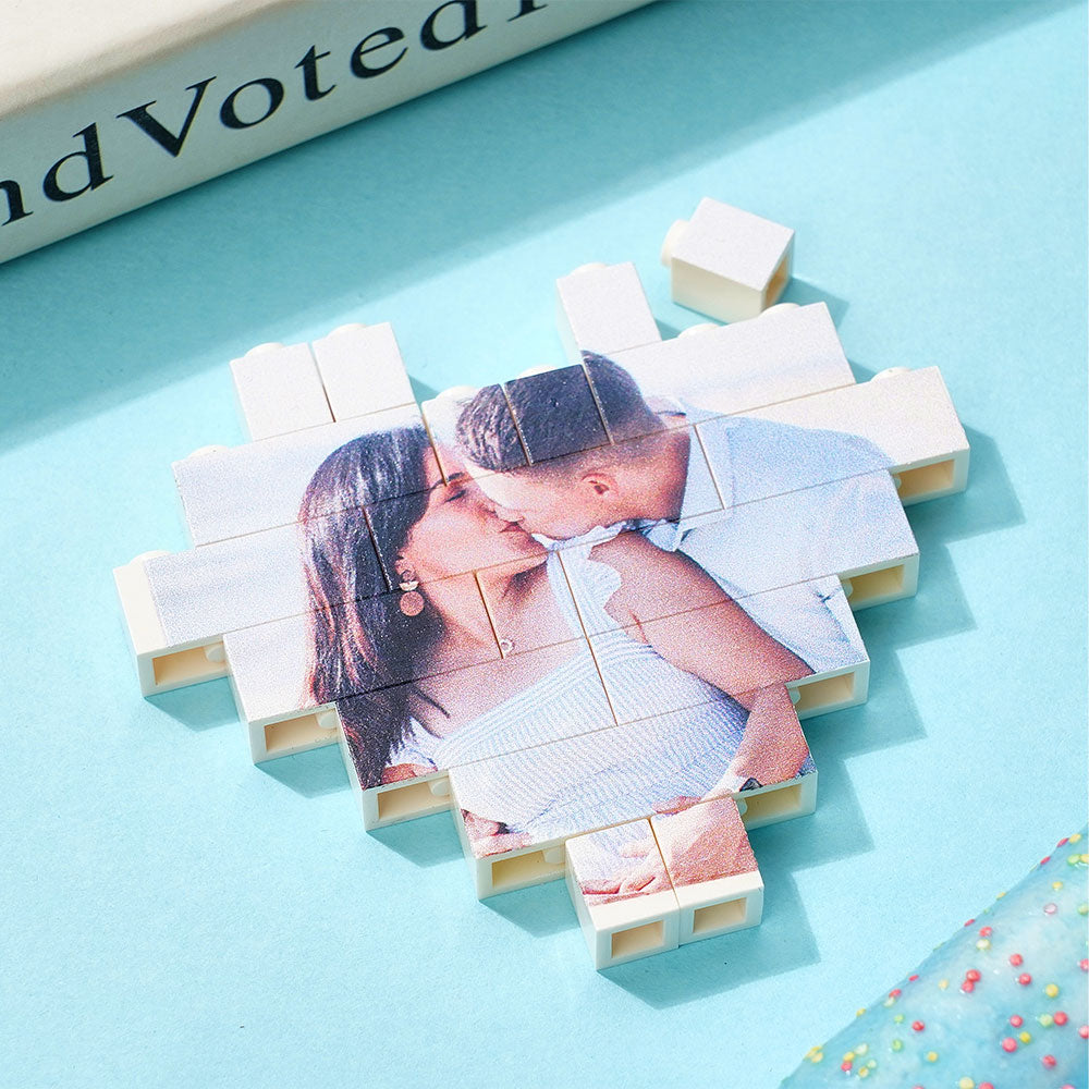 Christmas Gifts Custom Building Brick Personalised Photo Block Heart ...