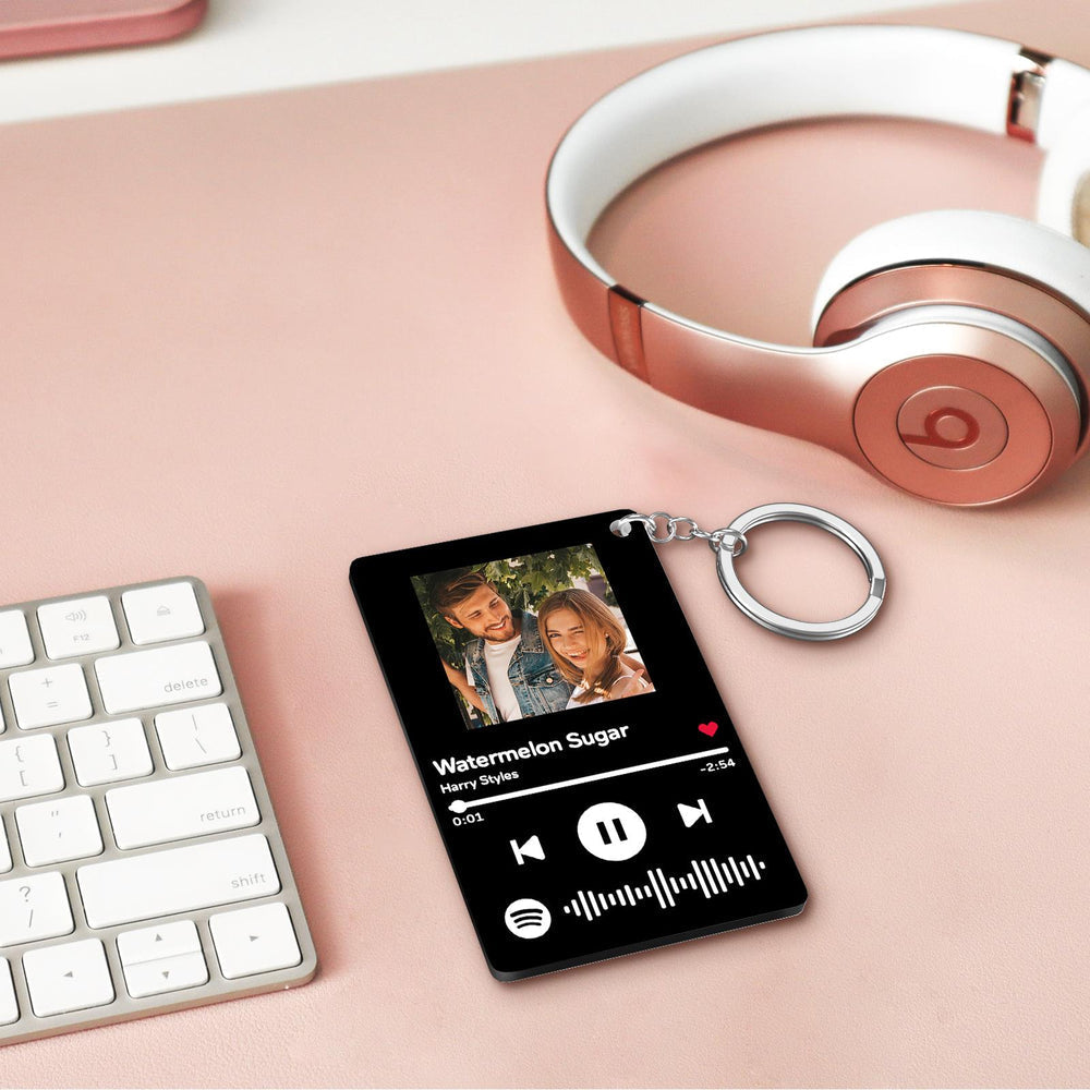 Custom Spotify Keychain Personalized Scannable Keychain Black & White ...