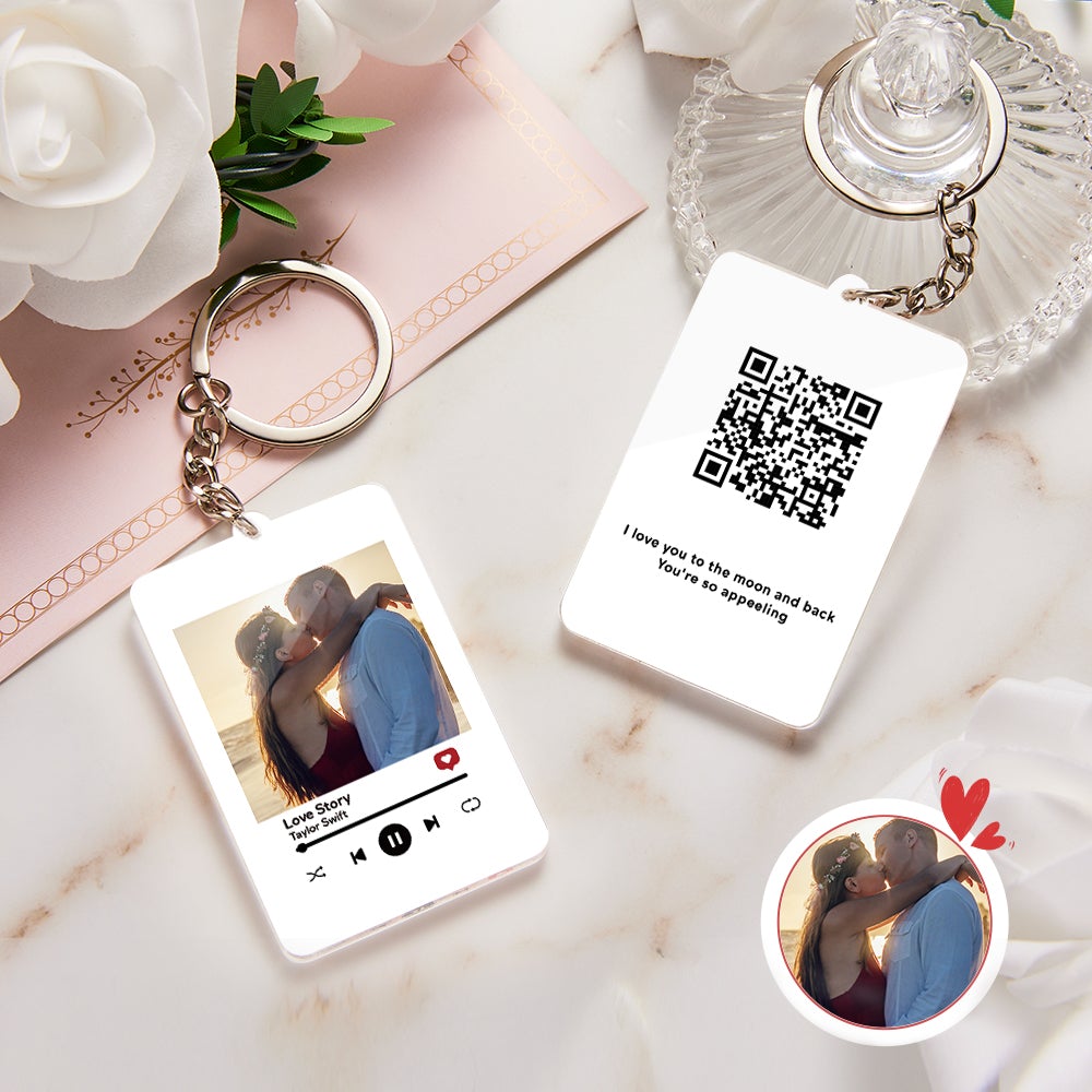 Personalized Photo Keychain Custom Video Keychain Scannable QR Code ...