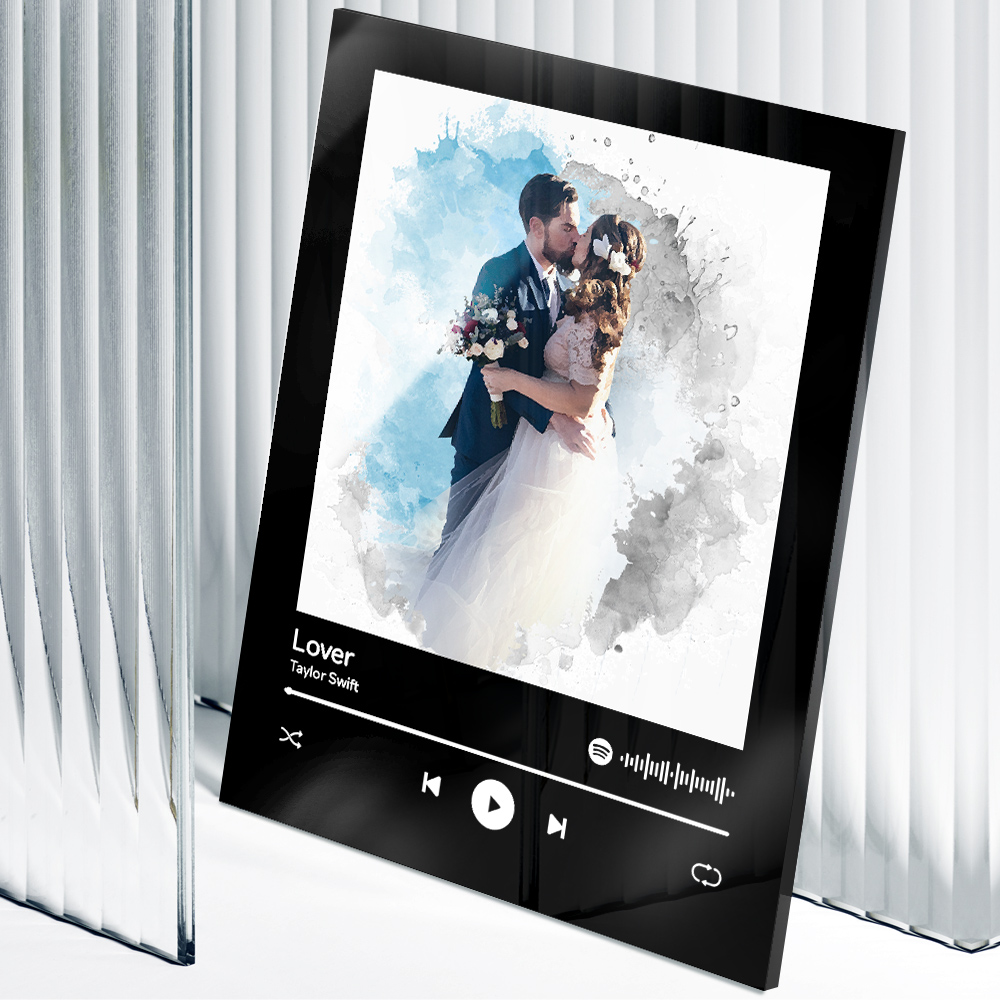 Custom Spotify Glass Code Oil Painting Style Couple Keychain/Plaque ...