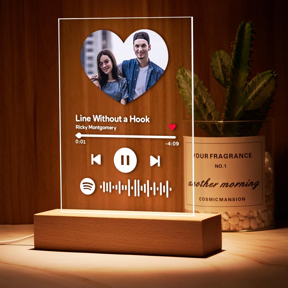 Spotify Glass Art Custom Spotify Music Plaque With Picture & Night ...