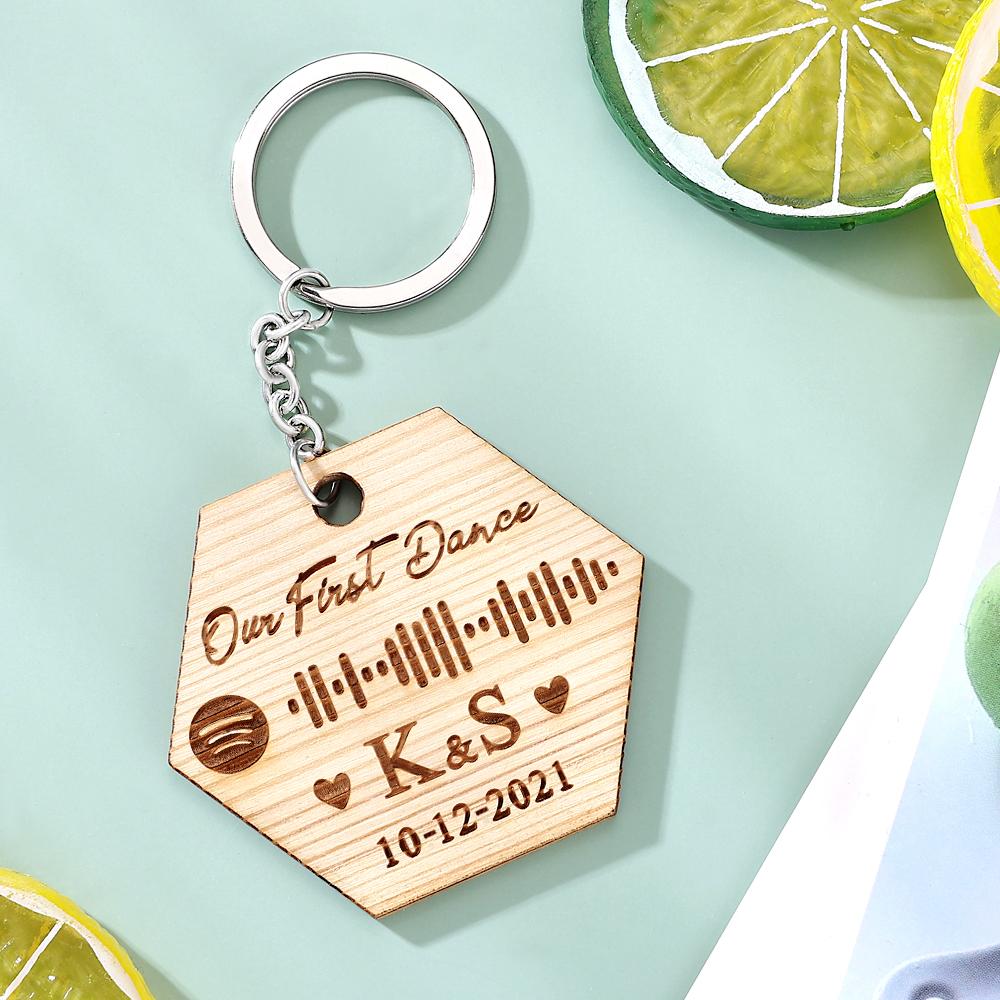Scannable Spotify Code Keychain Music Song Keychains Wooden ...