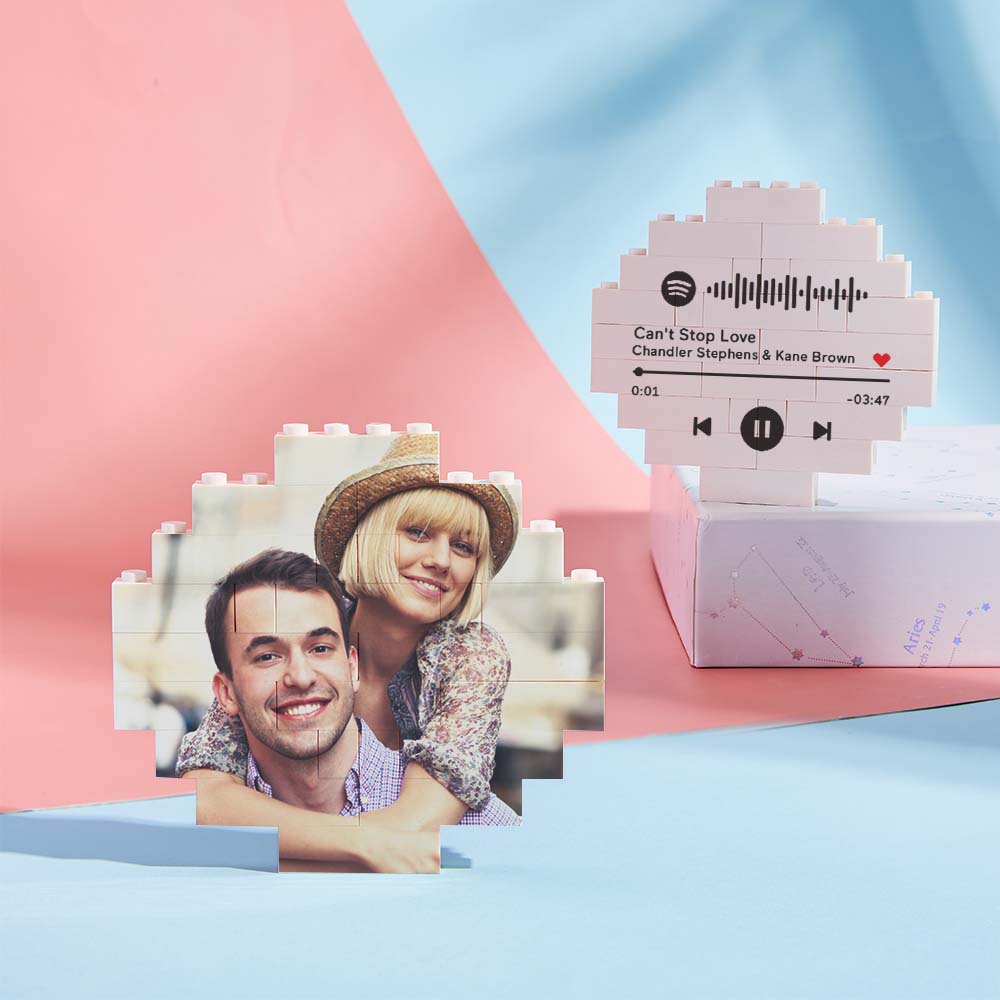 Custom Spotify Code Personalized Brick Round Building Photo Block Frame ...