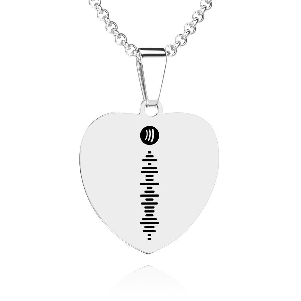 Personalized Music Spotify Scan Code Heart Photo Necklace Stainless ...