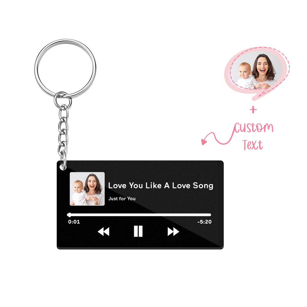 Custom Photo Keychain with Text Music Player Acrylic Keychain Gift for ...