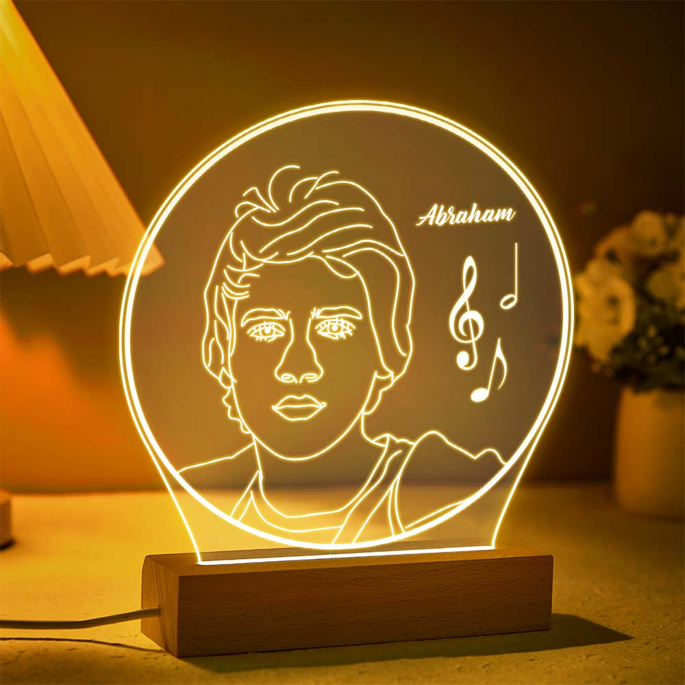 Personalized Musical Note Photo Night Light Custom Engraved 3D Lamp 7 ...