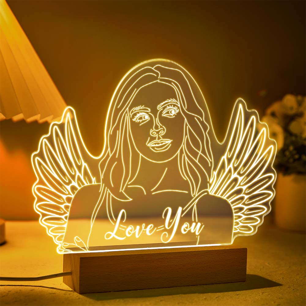 Personalized Angel Wings Photo Night Light Custom Engraved 3D Lamp 7 ...