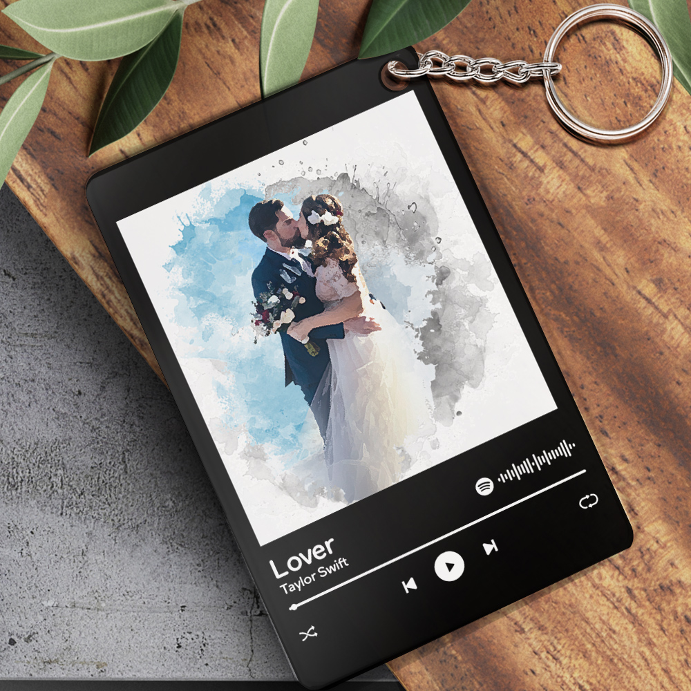 Custom Spotify Glass Code Oil Painting Style Couple Keychain/Plaque ...