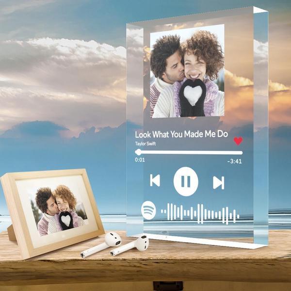 Personalized Clear Thick Acrylic Block Spotify Code Music Photo Frame ...