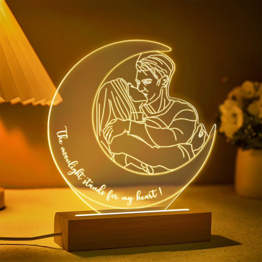 Personalized Moon Design Photo Night Light Custom Engraved 3D Lamp 7 ...