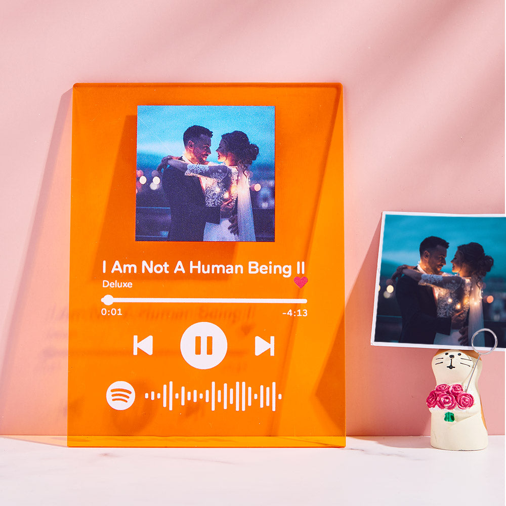 Scannable Custom Spotify Plaques Acrylic Orange Plaques Music Gifts ...