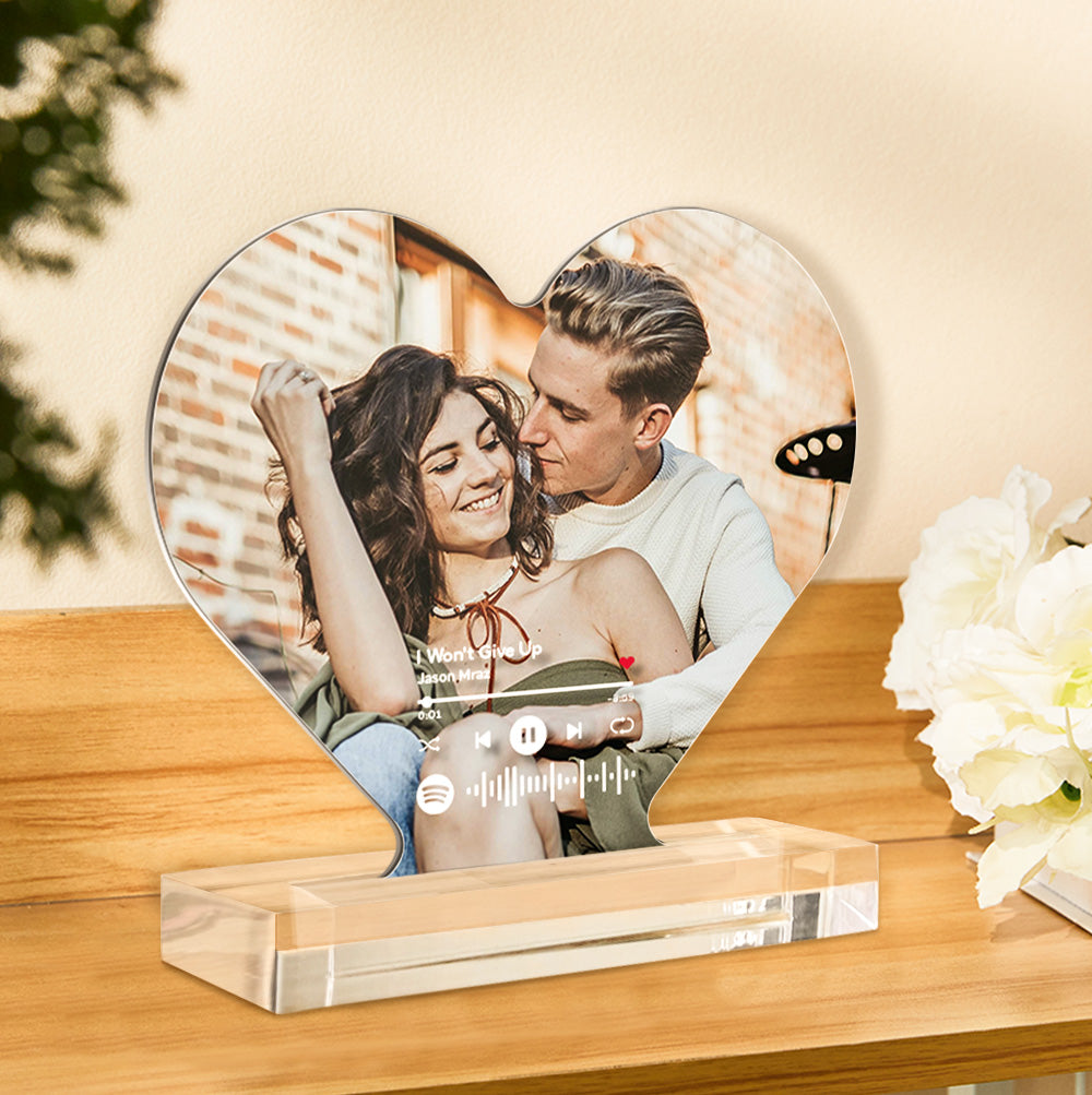 Custom Photo Spotify Code Acrylic Plaque Heart Shaped Acrylic Plaque ...