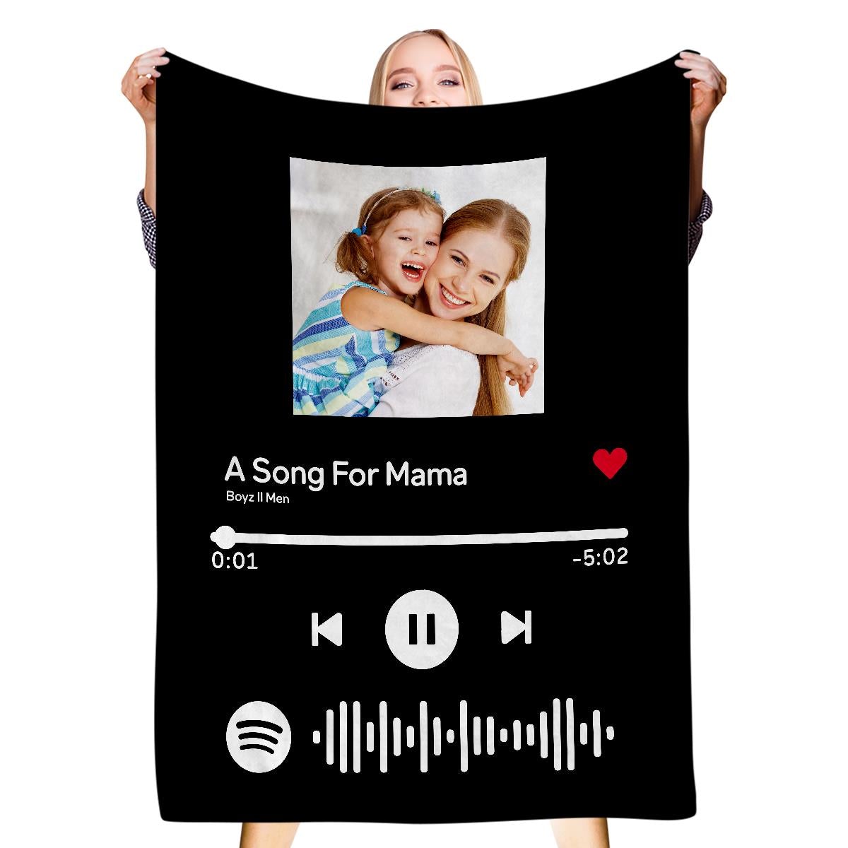 Scannable Spotify Music Code Blanket Personalized Photo Blanket Black ...