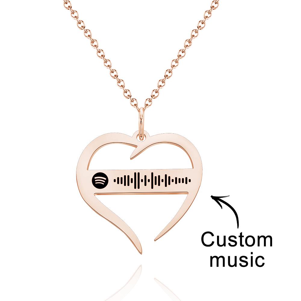 Scannable Spotify Code Necklace Hollowed Heart Shaped Necklace Gifts ...