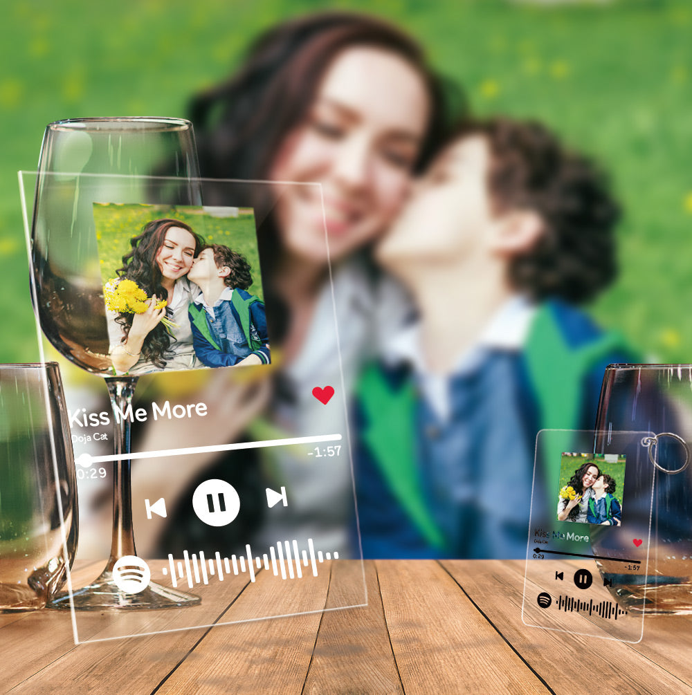 Custom Spotify Code Glass Photo Plaque and Keychain Set Love Gift For ...