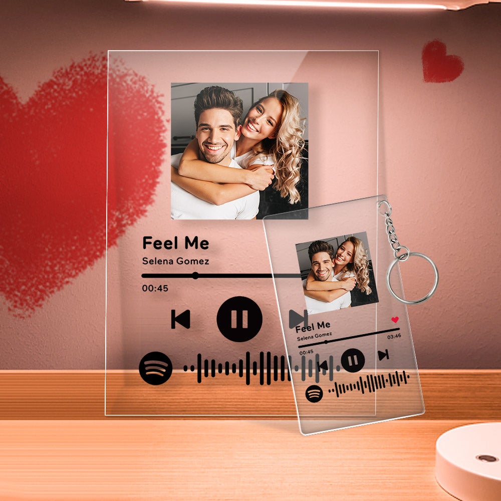 Custom Spotify Code Glass Photo Plaque and Keychain Set Love Gift For ...