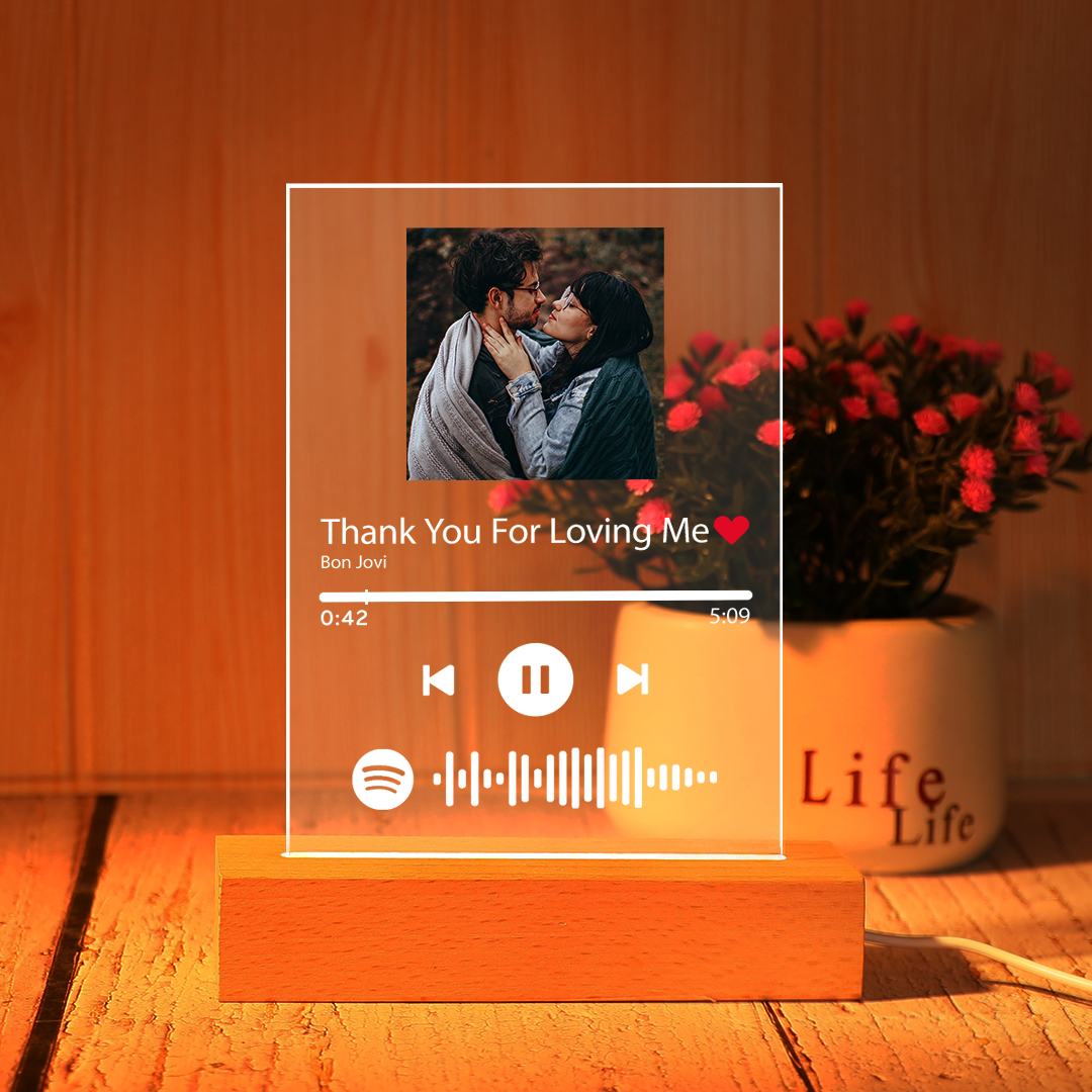 Custom Acrylic Spotify Code Glass Art Music Night Light Anniversary ...