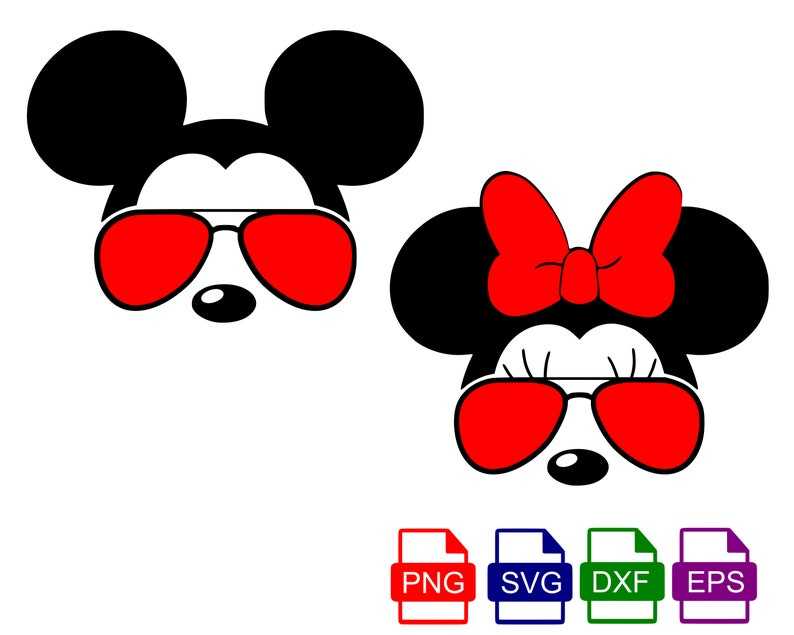 Mickey and Minnie Head Sunglasses Svg Perfect for Crafting & Design ...