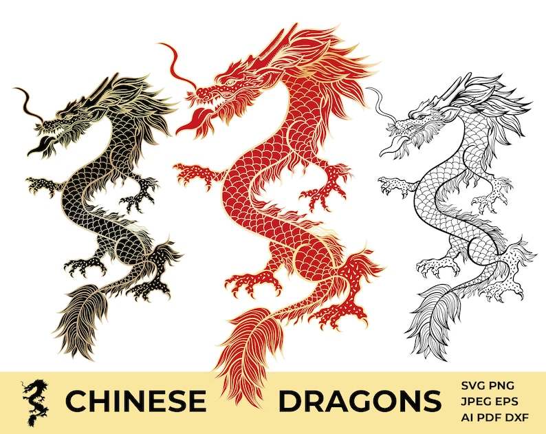 Dragon Svg Images, Chinese Dragon SVG Chinese Dragon Vector Dragon ...